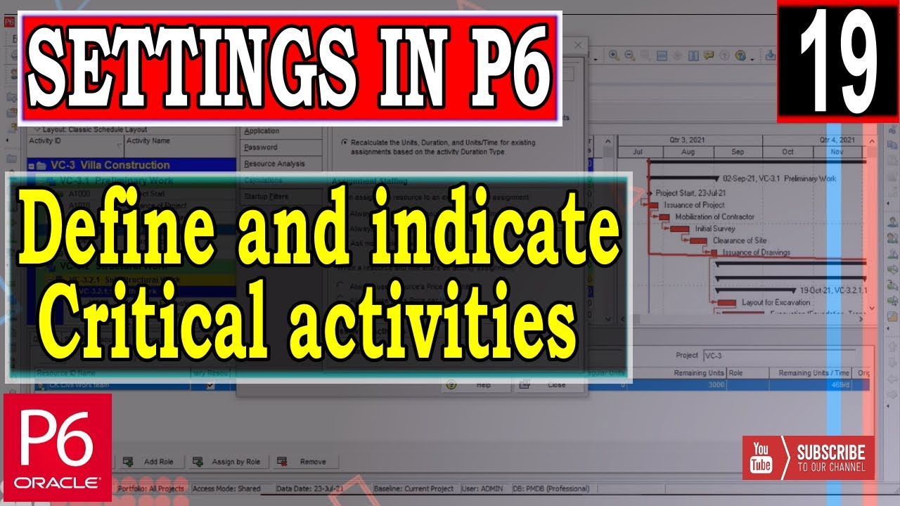 Define and indicate critical activities settings in Primavera P6 ...