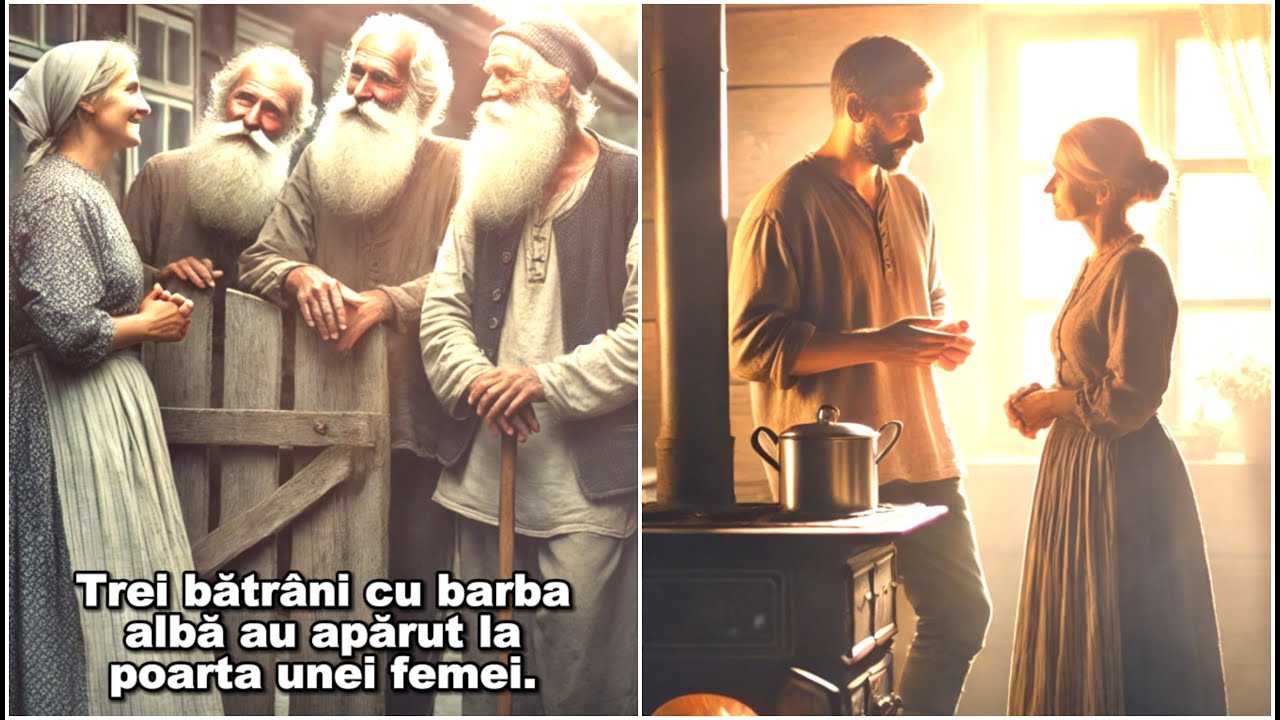 Trei bătrâni cu barba albă s-au oprit la poarta unei femei și i-au dat ...
