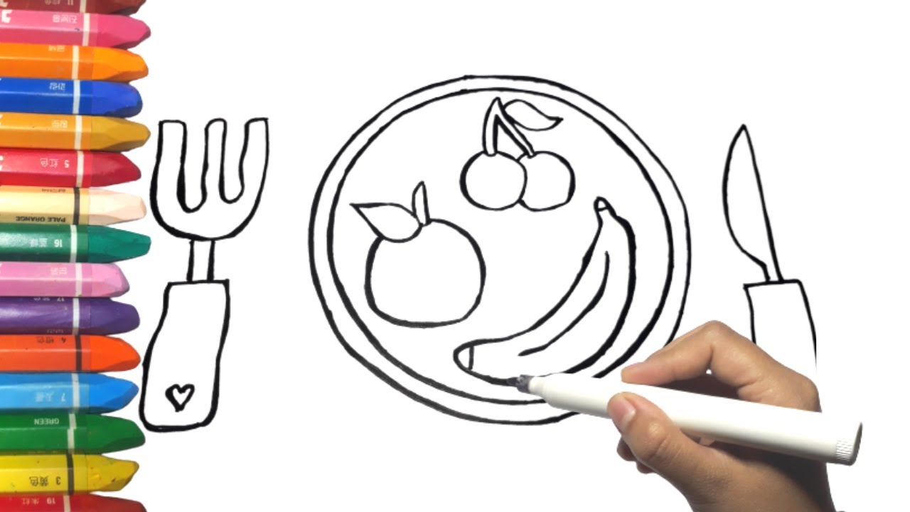 #tutorial Part 101 | Belajar menggambar piring buah | How to draw fruit ...