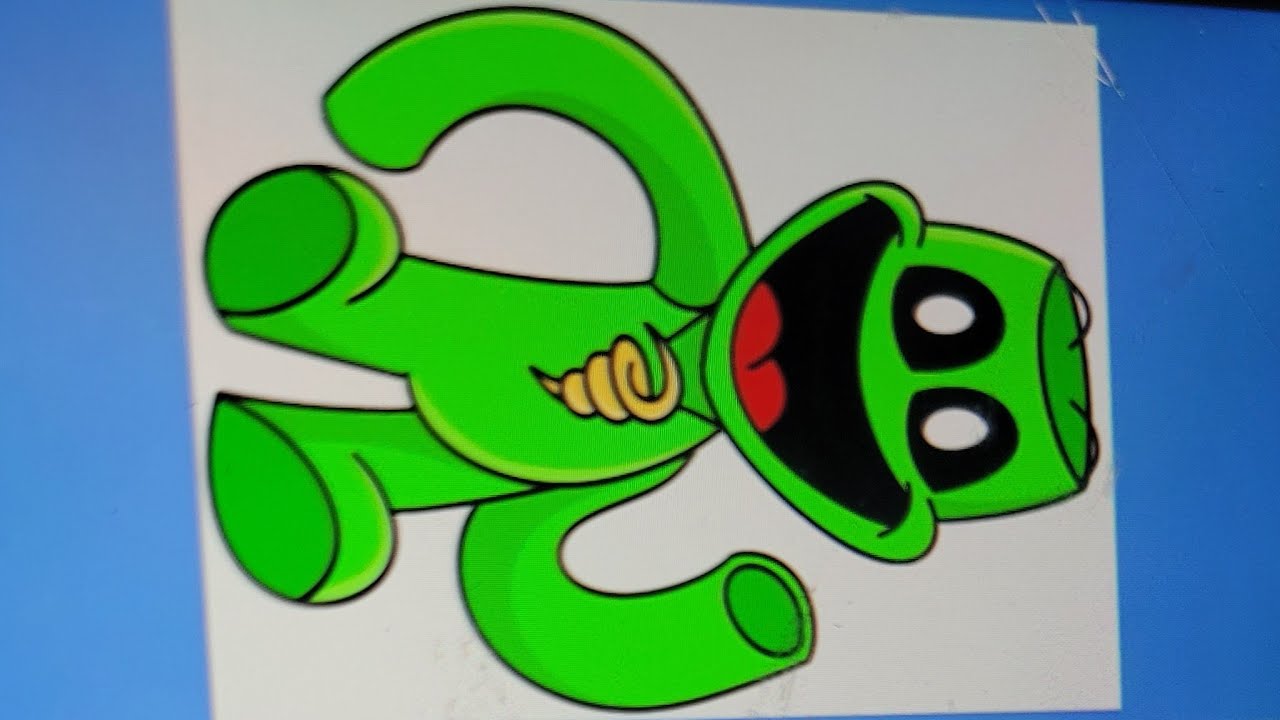 how to draw green rainbow friends smiling critters - YouTube