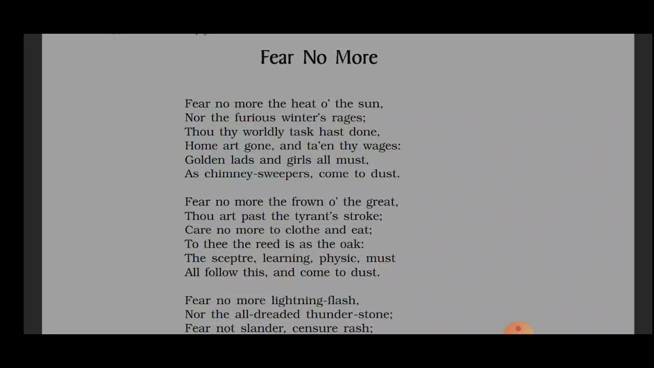 IX class English Beehive poem Fear No More explanation - YouTube