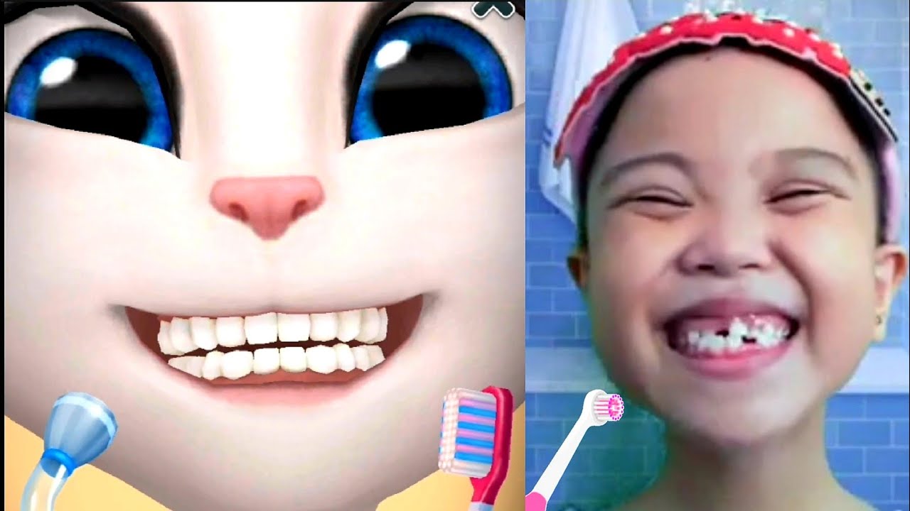 Micah Copying Talking Angela Brushing Teeth - YouTube