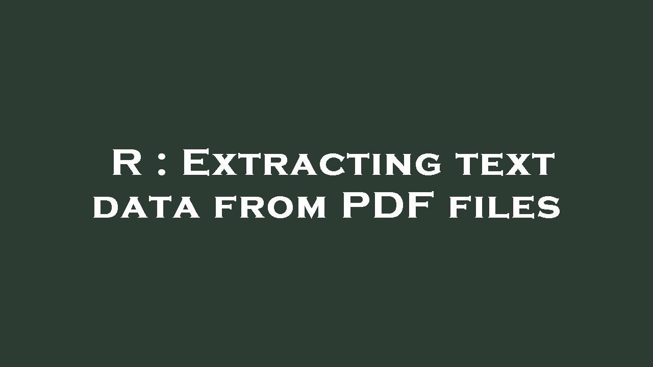 R : Extracting text data from PDF files - YouTube