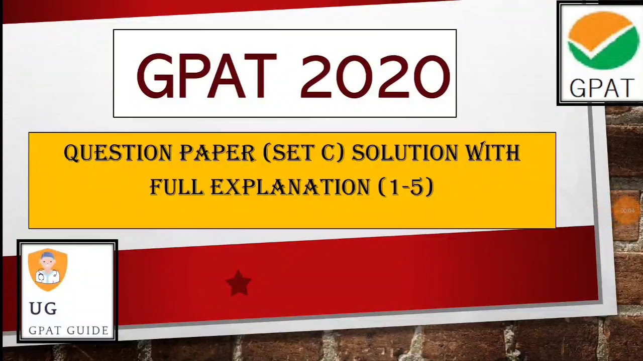 question number 1-5 || GPAT 2020 question paper (set C ) solution with ...