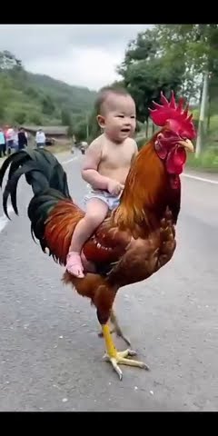 Baby kid riding chicken - YouTube