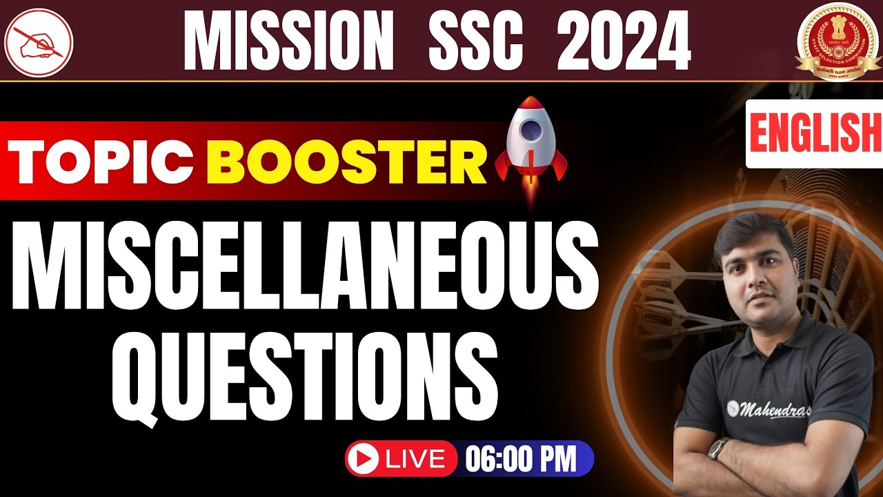 SSC English 2024 | Miscellaneous Questions | Topic Booster | SSC English | Mahendras - YouTube