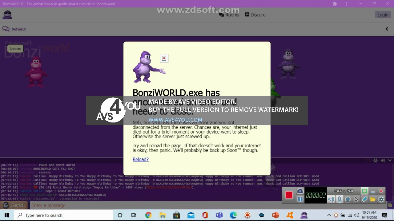 BonziWORLD.exe Error - YouTube