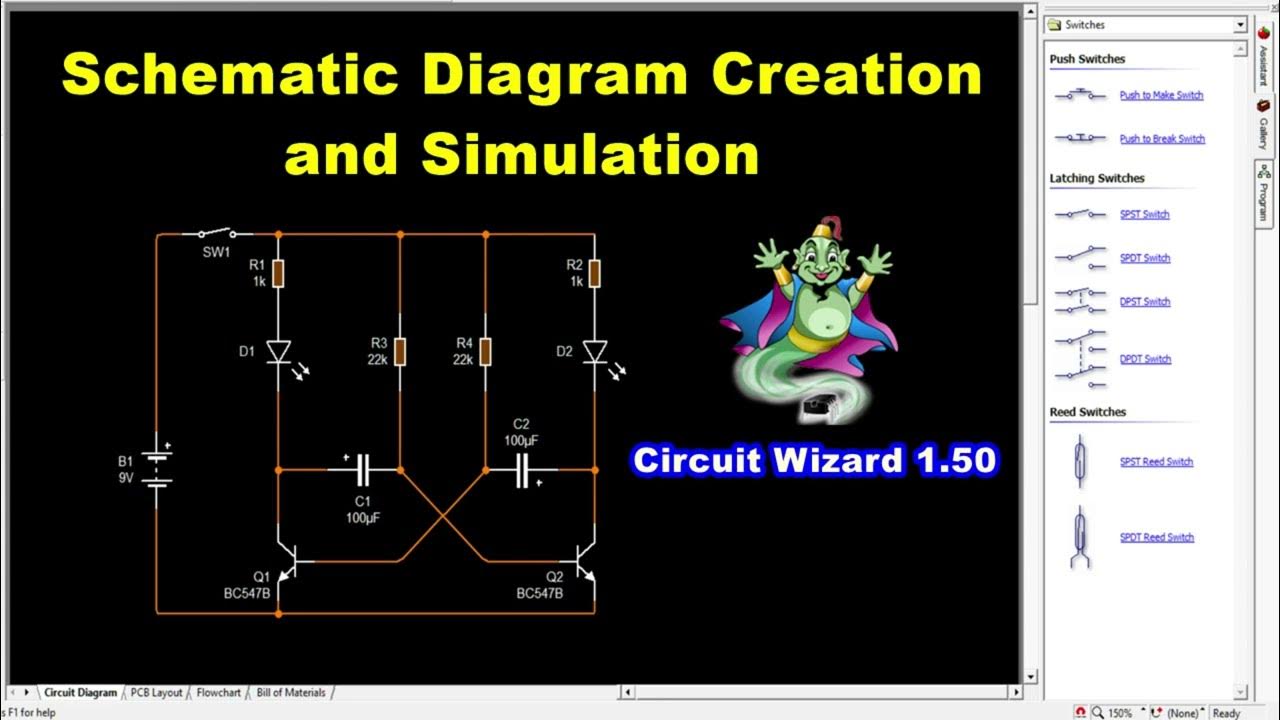 Two LED blinking circuit | Schematic diagram creation and Simulation in Circuit wizard - YouTube