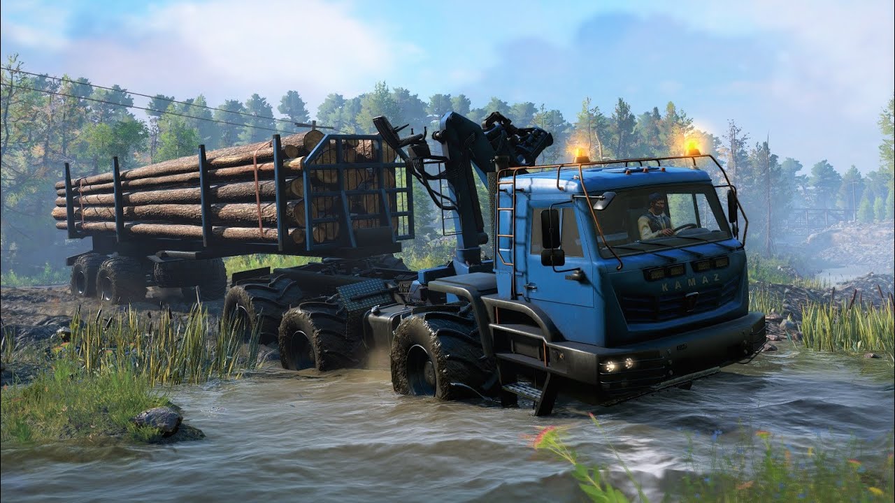 SnowRunner - Kamaz Arctic 6345 6x6 Big Wheel- Trailer Driving Offroad ...