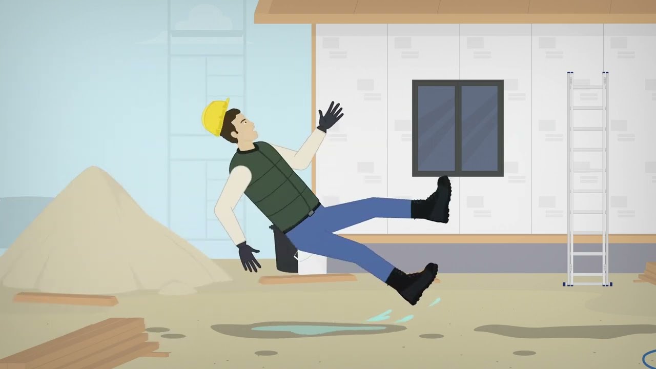 Ladder falls from a height - YouTube