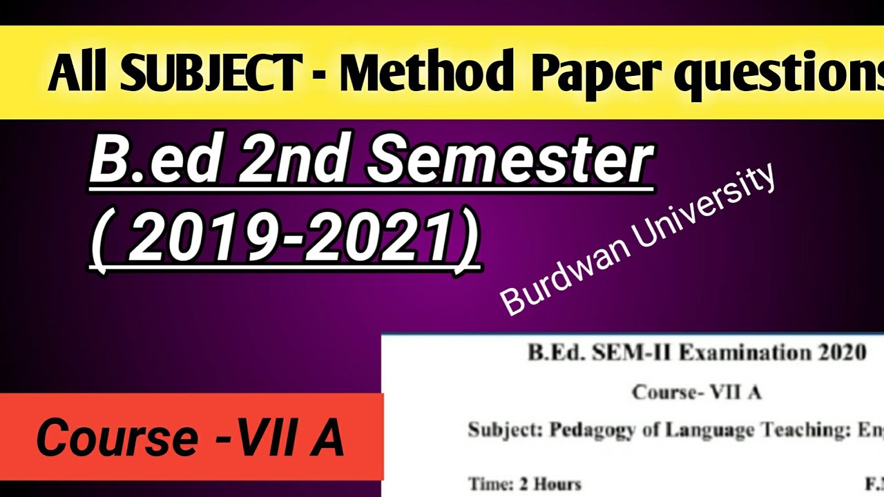 B.ED Question paper 2020// B.ed question// b.ed question burdwan ...