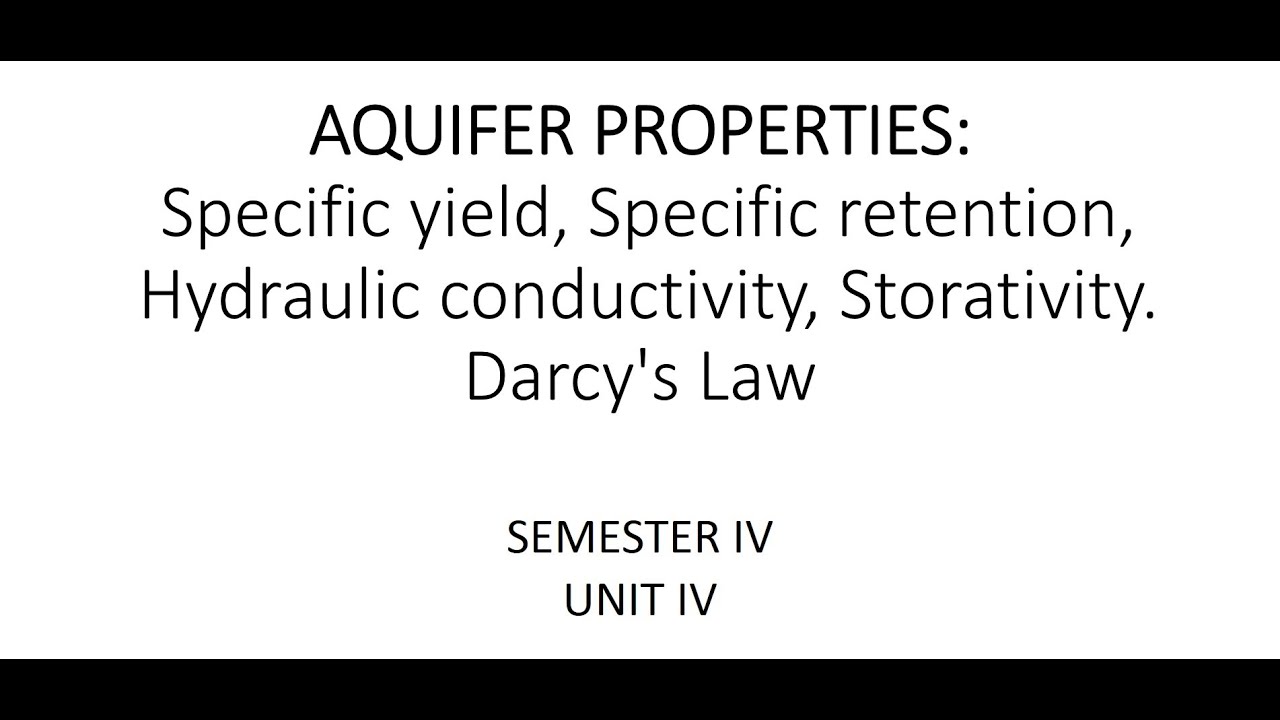 AQUIFER PROPERTIES. Geology (Earth Sciences) - YouTube