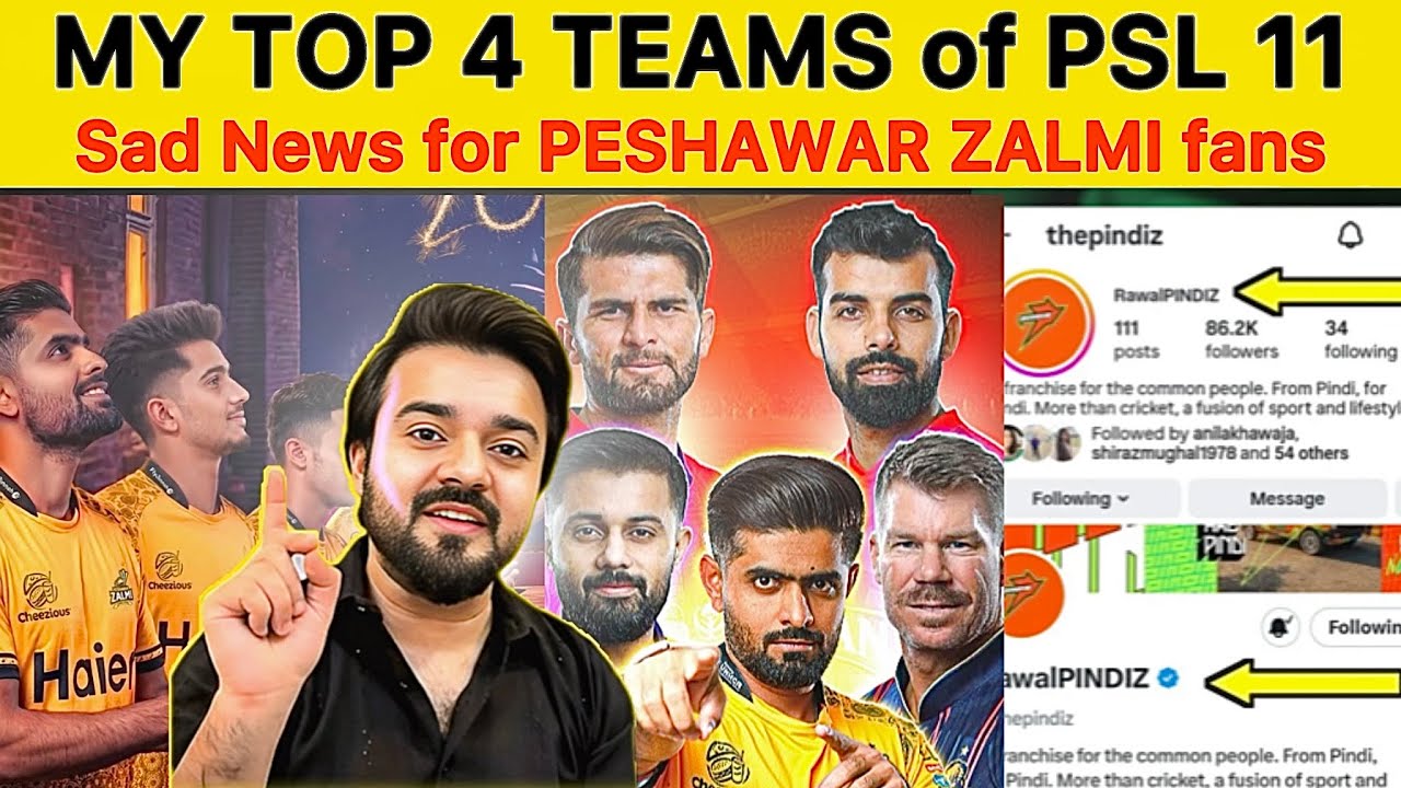 My Top 4 Teams of PSL 11 | Sad news for Peshawar zalmi fans | New Name ...