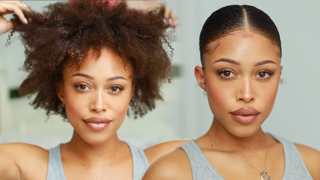 Sleek Middle Part Pony on Afro Hair | Jaleesa Moses - YouTube