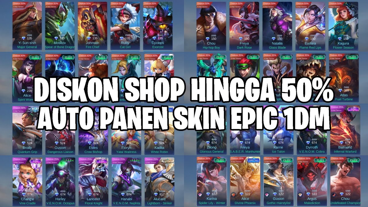 DISKON SHOP DIAMOND KUNING HINGGA 50% - AUTO PANEN SKIN EPIC 1 DIAMOND ...