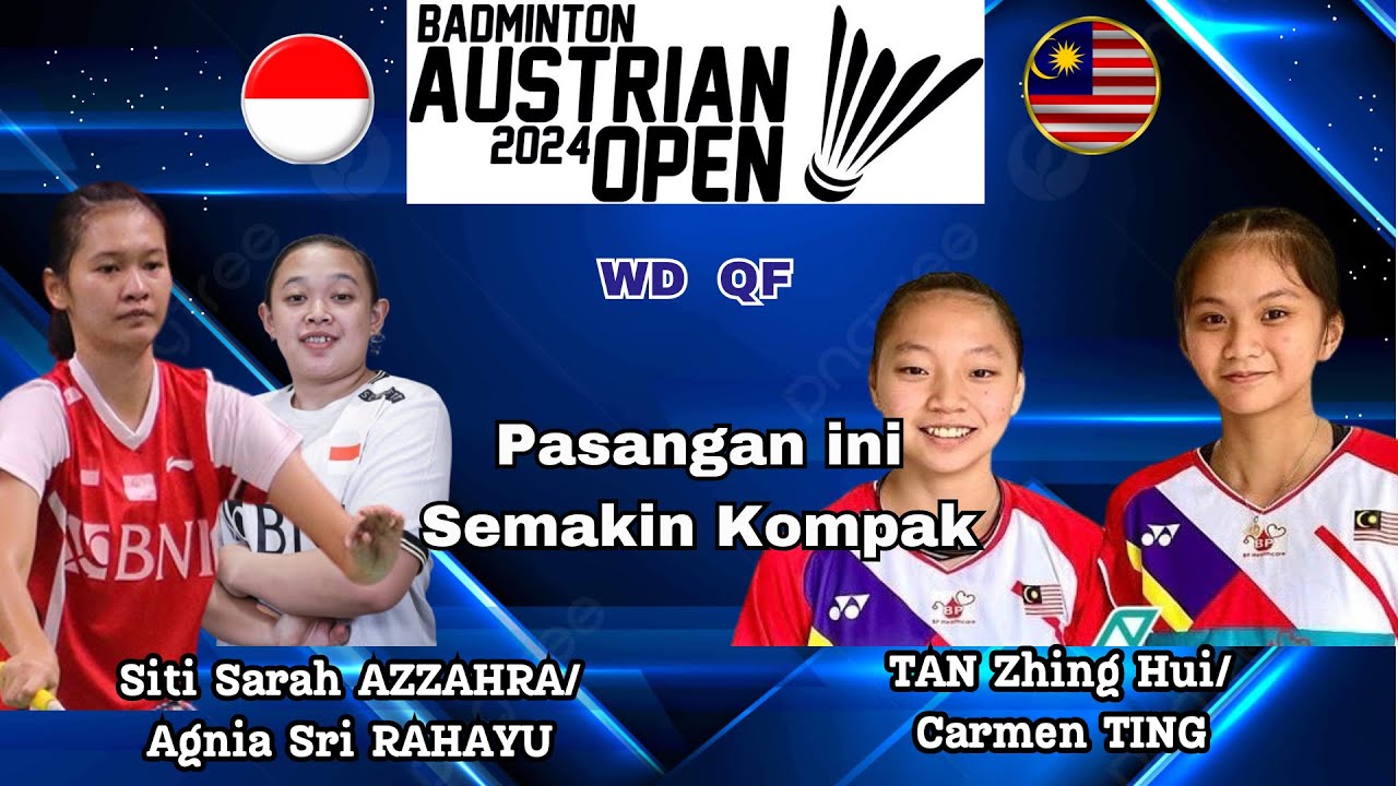 [QF] Siti Sarah AZZAHRA/Agnia Sri RAHAYU (INA) vs TAN/TING (MAS ...