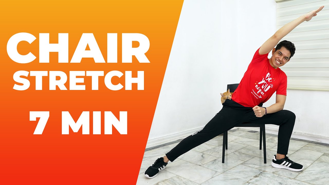 7 MIN CHAIR STRETCH • Quick Work Break Stretch for Beginners • Keoni ...