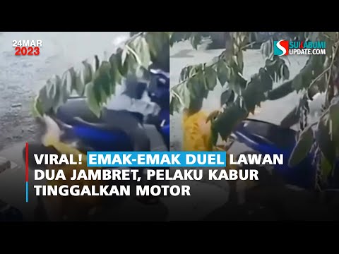 Viral! Emak-emak Duel Lawan Dua Jambret, Pelaku Kabur Tinggalkan Motor