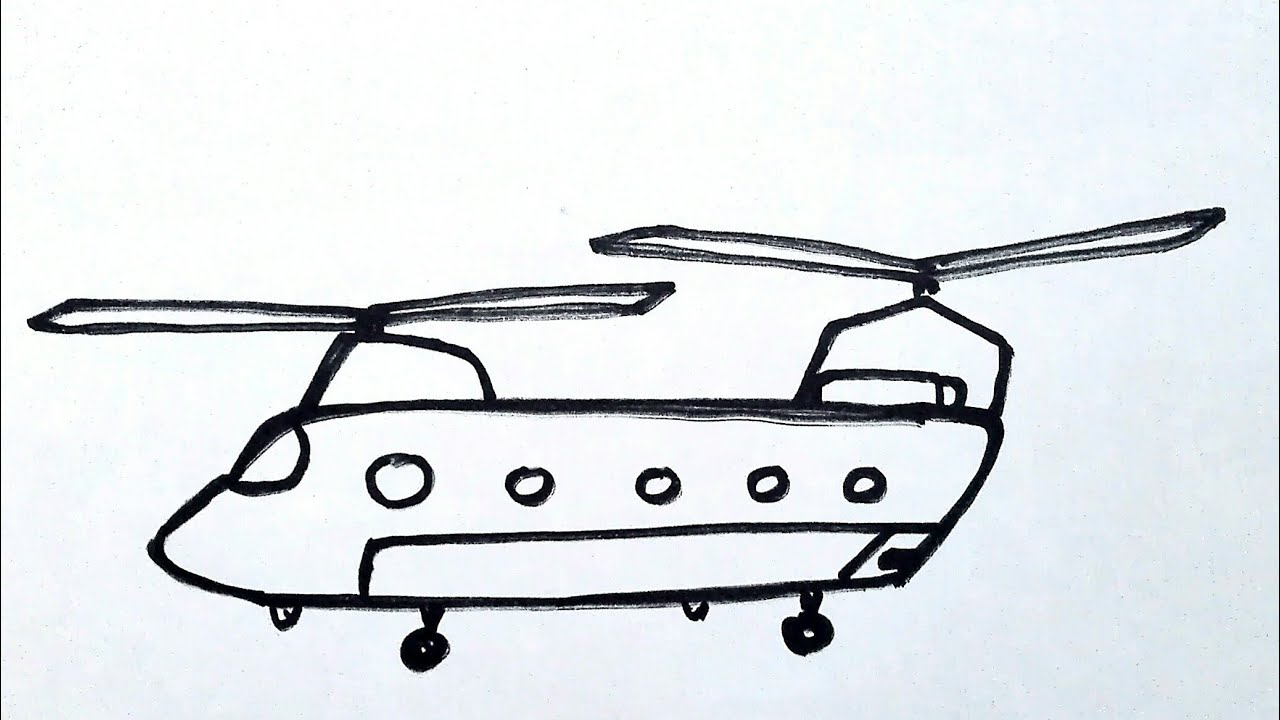 วาดรูป เครื่องบิน ง่ายๆ | How to draw a Helicopter,Chinook - YouTube