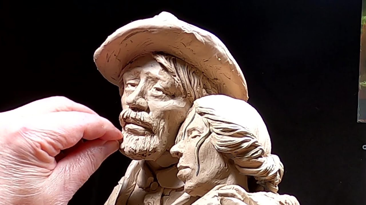 THE WIDOW AND THE WIDOWER Working on the Man's Scarf and his Face and ...