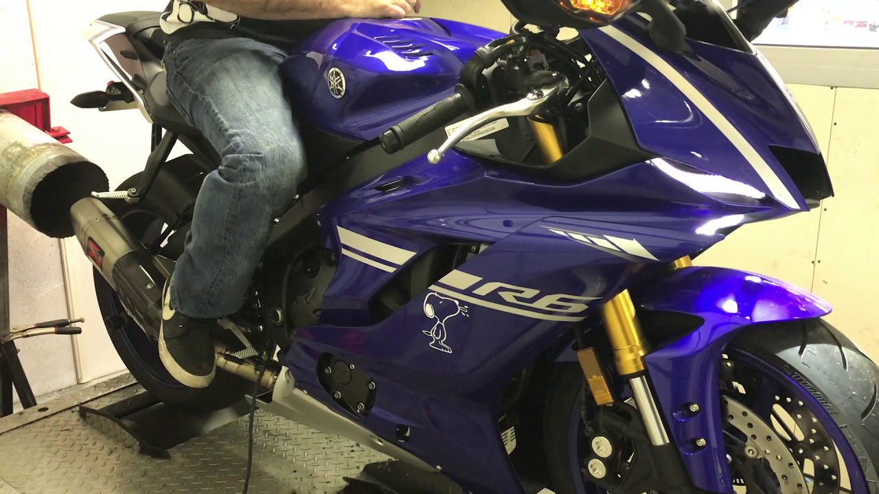 2017 Yamaha r6 full akrapovic racing GP system dyno tune - YouTube