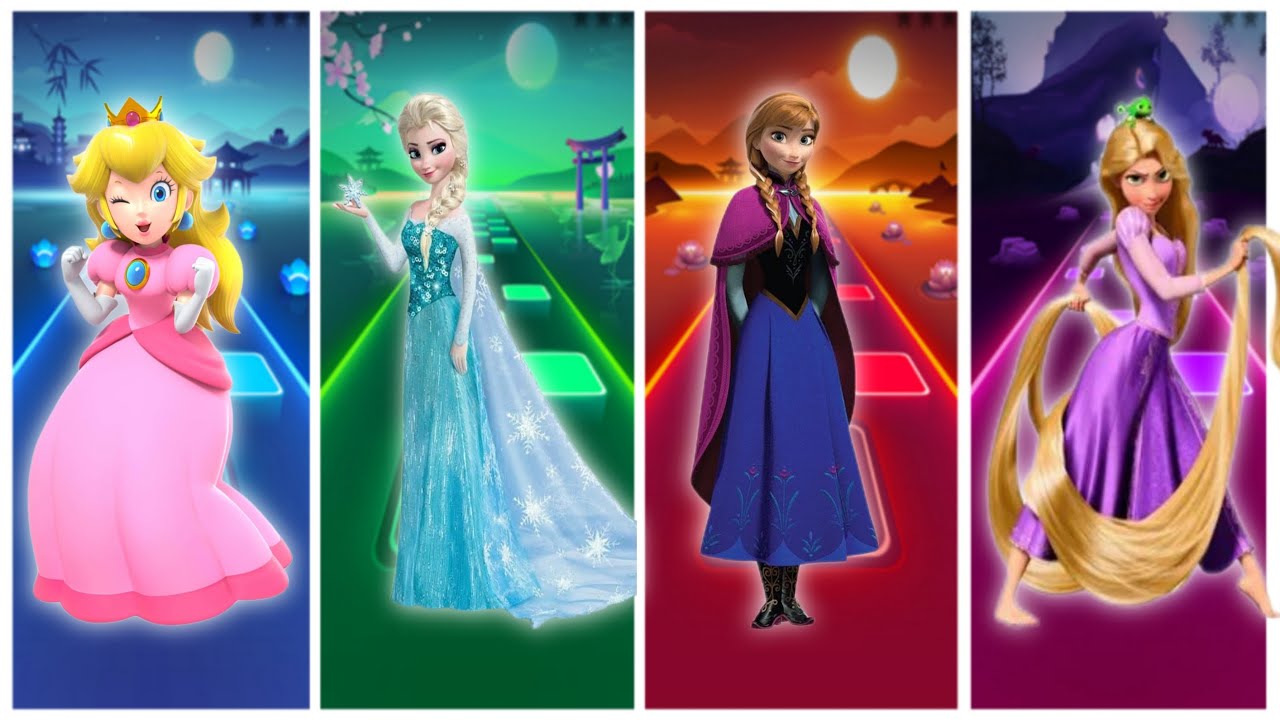 Princess Peach vs Elsa vs Anna vs Rapunzel - YouTube