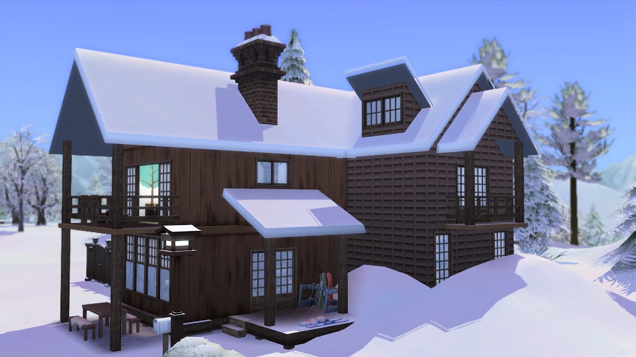 SNOWY ESCAPE HOUSE IN THE MOUNTAINS | The Sims 4 | SPEED BUILD - YouTube