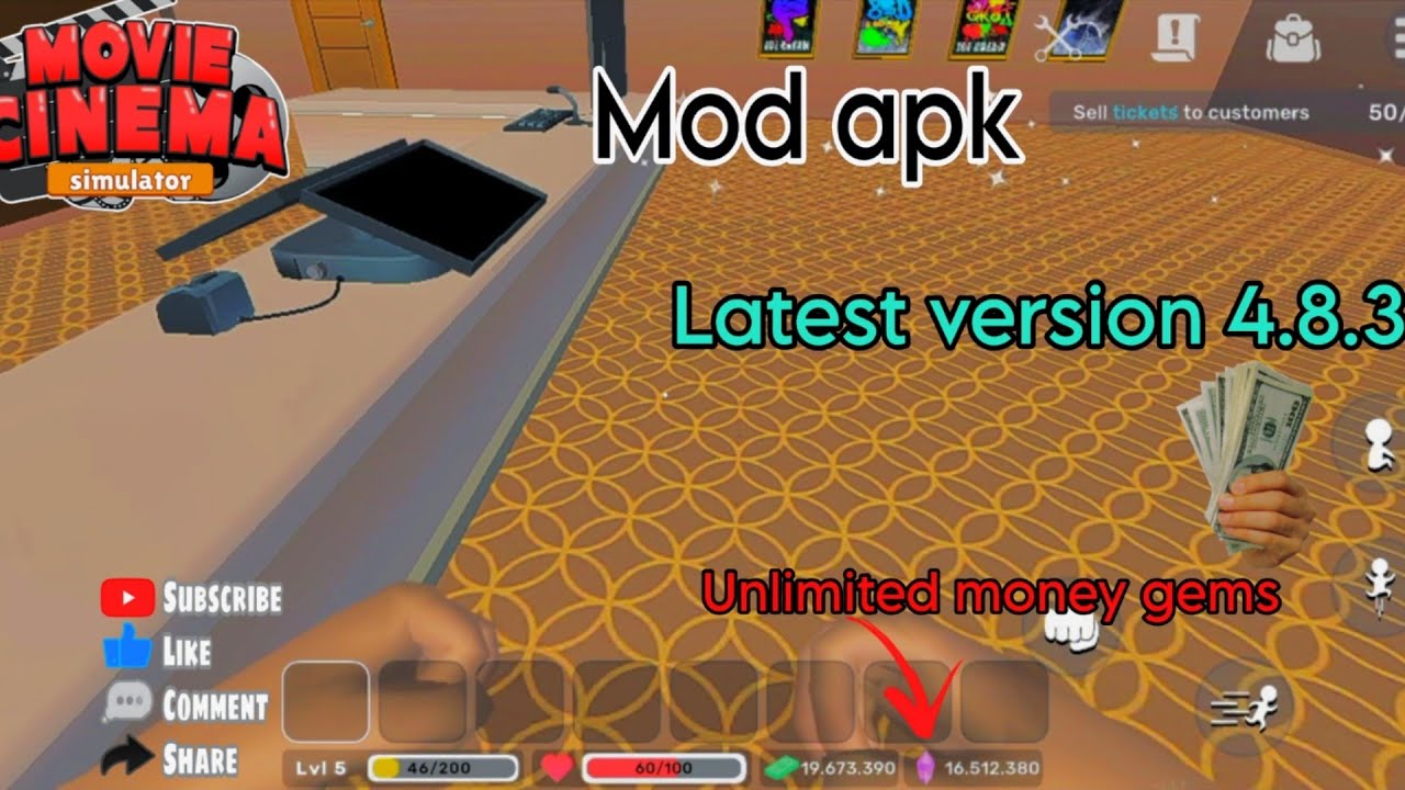 Movie Cinema Simulator Mod Apk Unlimited Money Gems version 4.8.3 # ...