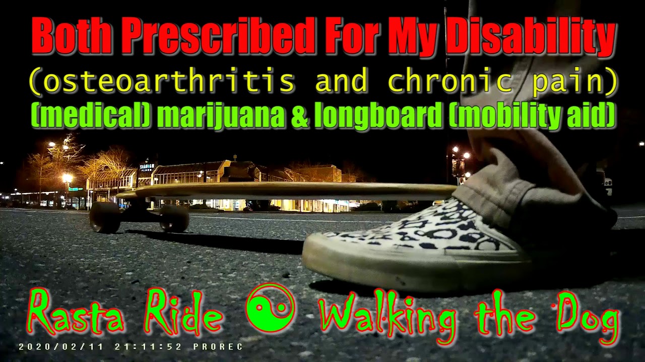 Rasta Ride ☯️ Walking the Dog 🛹 Longboard Mobility Aid 🌱 Marijuana ...