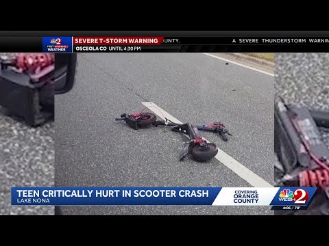 Teen critically injured after electric scooter, pickup truck collide in Orlando, FHP says