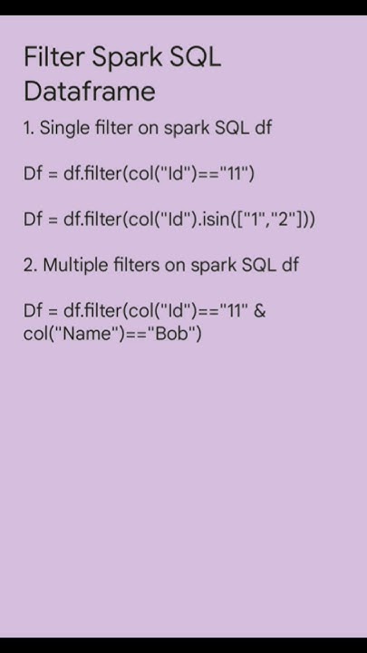 Filter #pyspark #dataframes #datascience #ai #machinelearning - YouTube