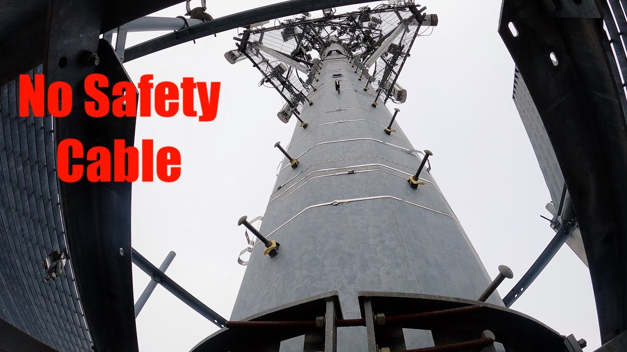 Climbing monopole tower - YouTube