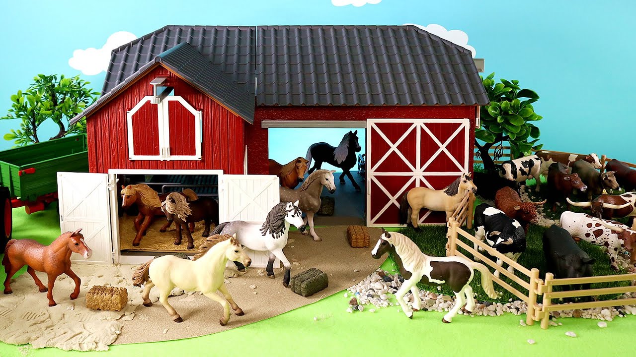 Fun Farm Diorama For Cattle and Horse Barnyard Animal Figurines - YouTube