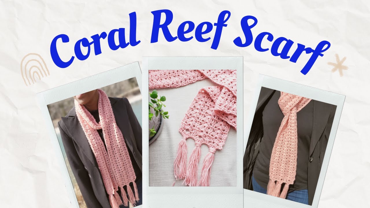 How to crochet a Simple skinny scarf-Coral Reef Scarf - YouTube
