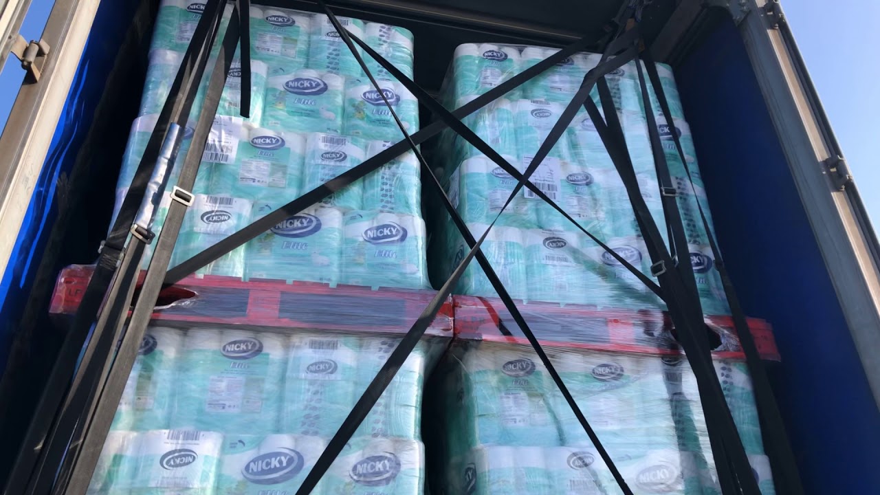 How to secure Toilet rolls HGV TRAILER using Internal straps .Truck ...