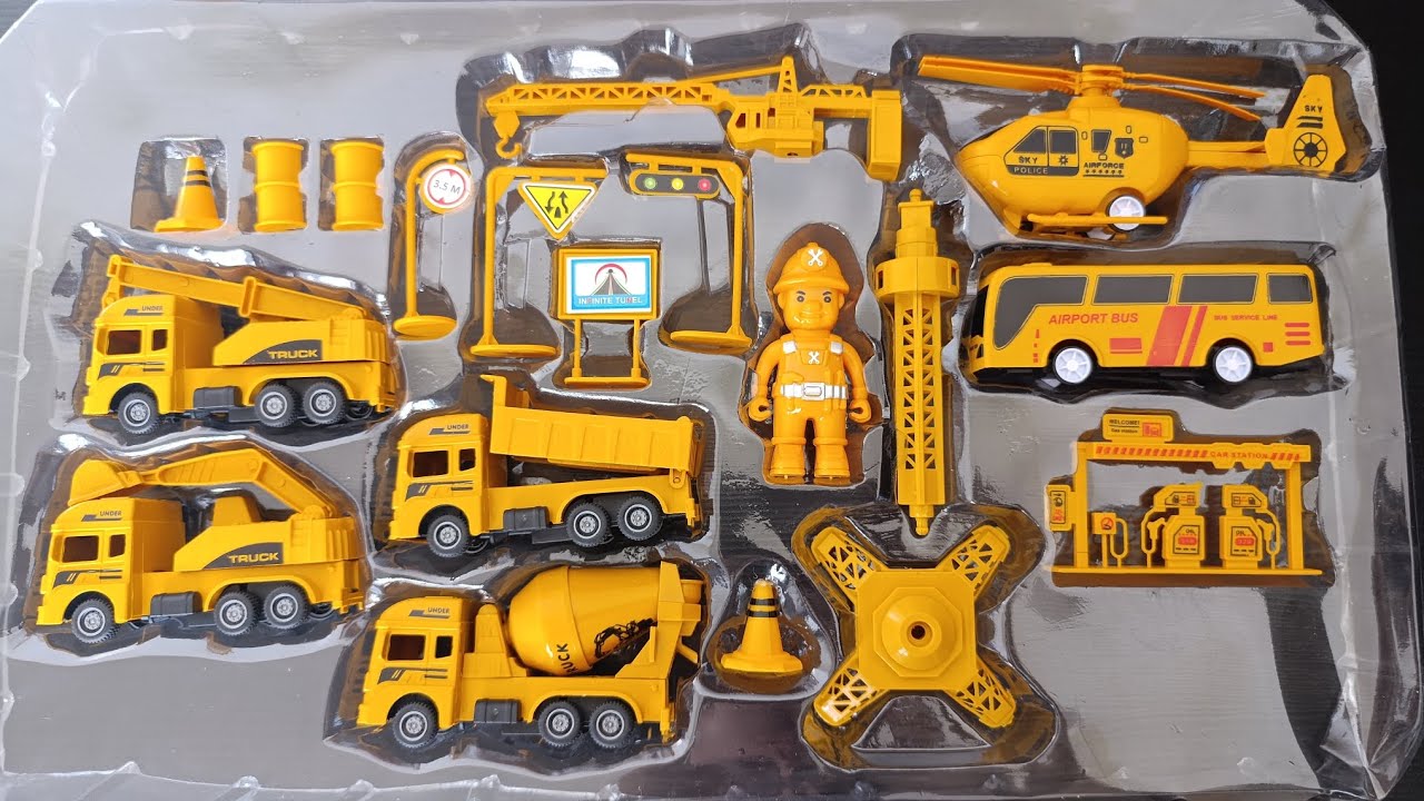8 Minutes Satisfying With Unboxing Big Construction Vehicles Play Set ...