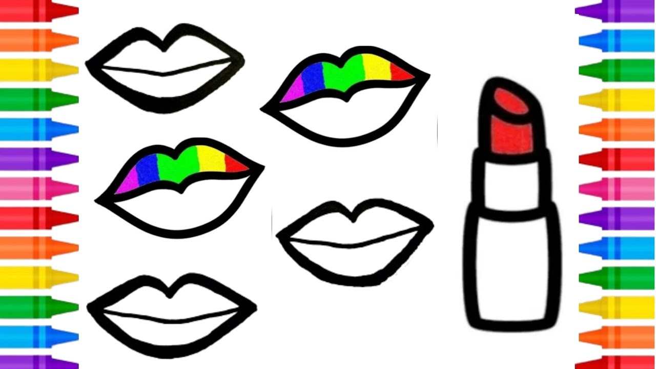 Draw and Color Lips and Lipstick 💄💋 || Lips and Lipstick Drawing for ...