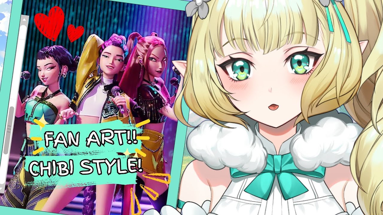 Drawing Huntrix from Kpop Demon Hunters in my chibi style!│ART STREAM ...