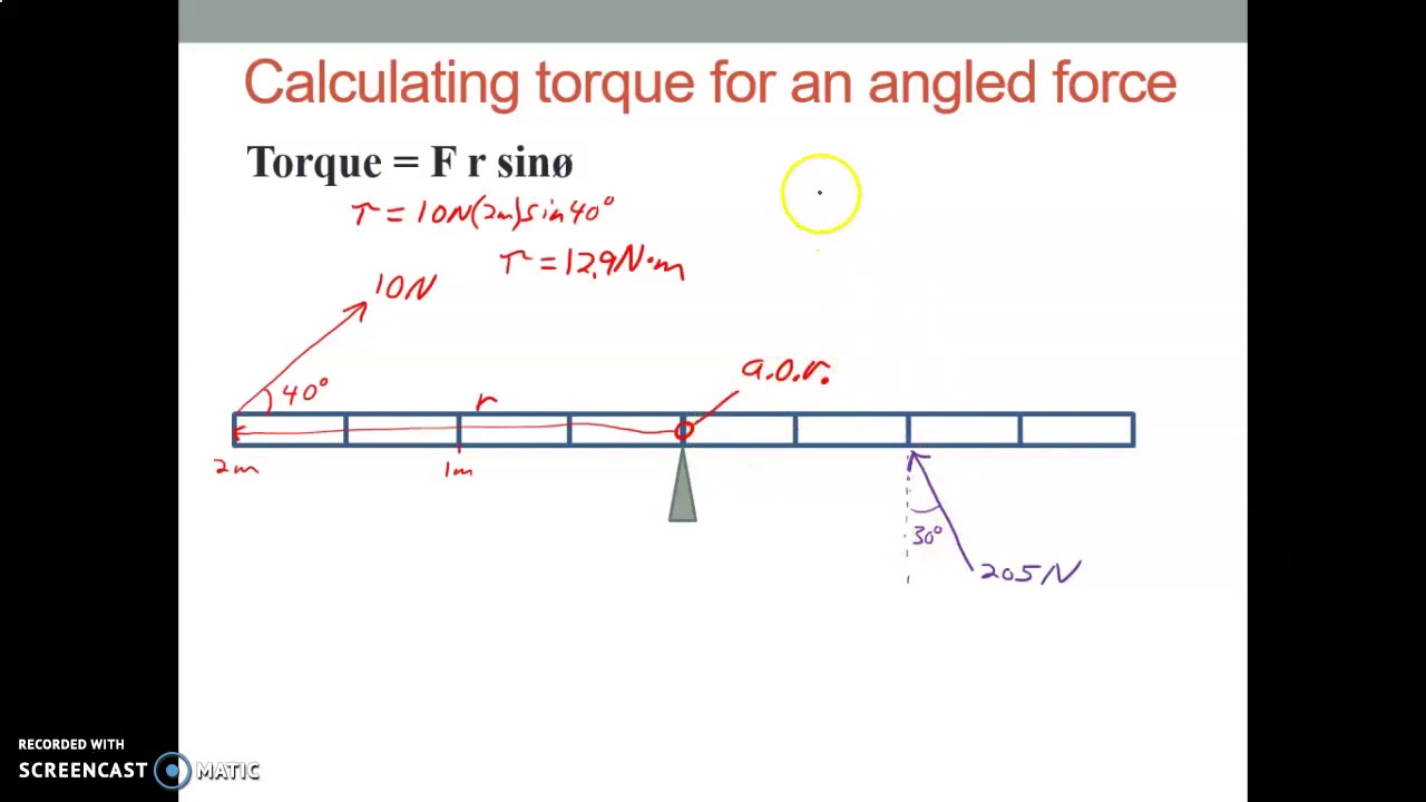 12.03 Torque Calculation for and Angled Force - YouTube