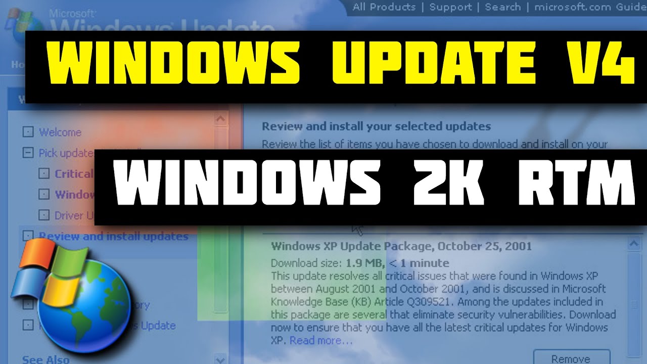 Windows Update v4 on Windows 2000 RTM - YouTube