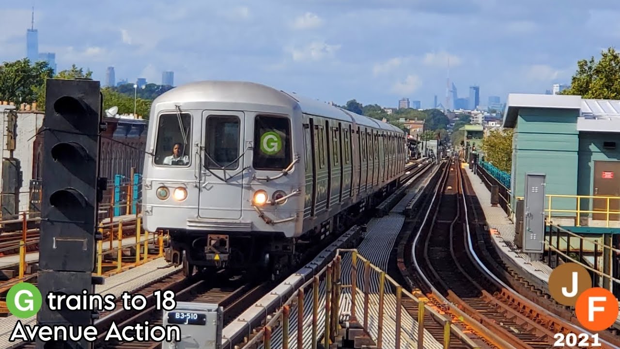 G trains to 18 Avenue Action - YouTube