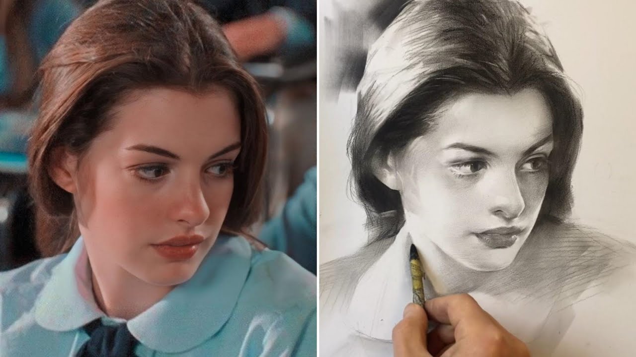 How to Draw Anne Hathaway Step by Step || Realistic Portrait Sketch ...