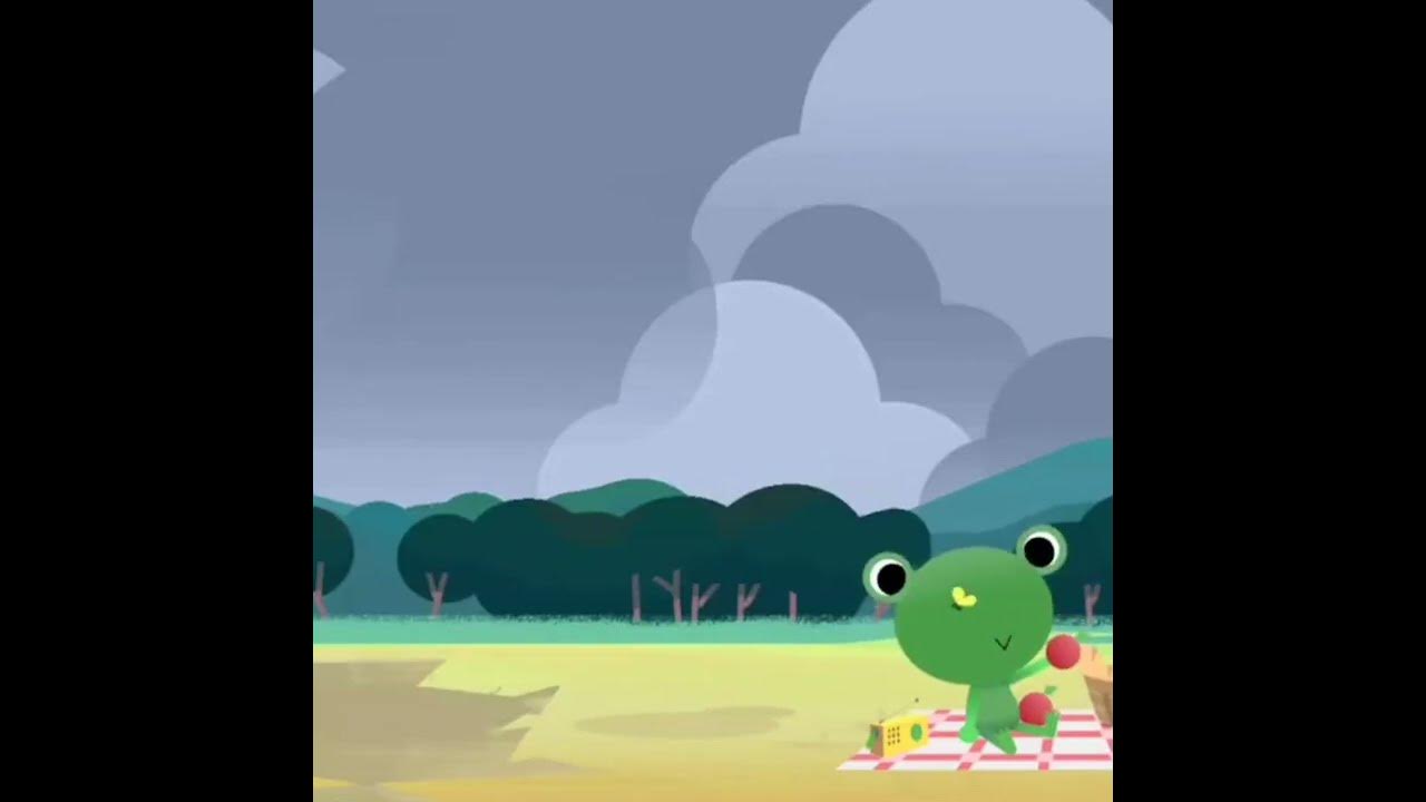 Google Weather Frog #8: A butterfly lands on an apple, Then froggy eats ...