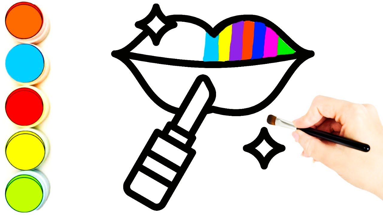 How to Draw Cute Lips 💋 & Lipstick💄| Lips & Lipstick Drawing, Colouring ...