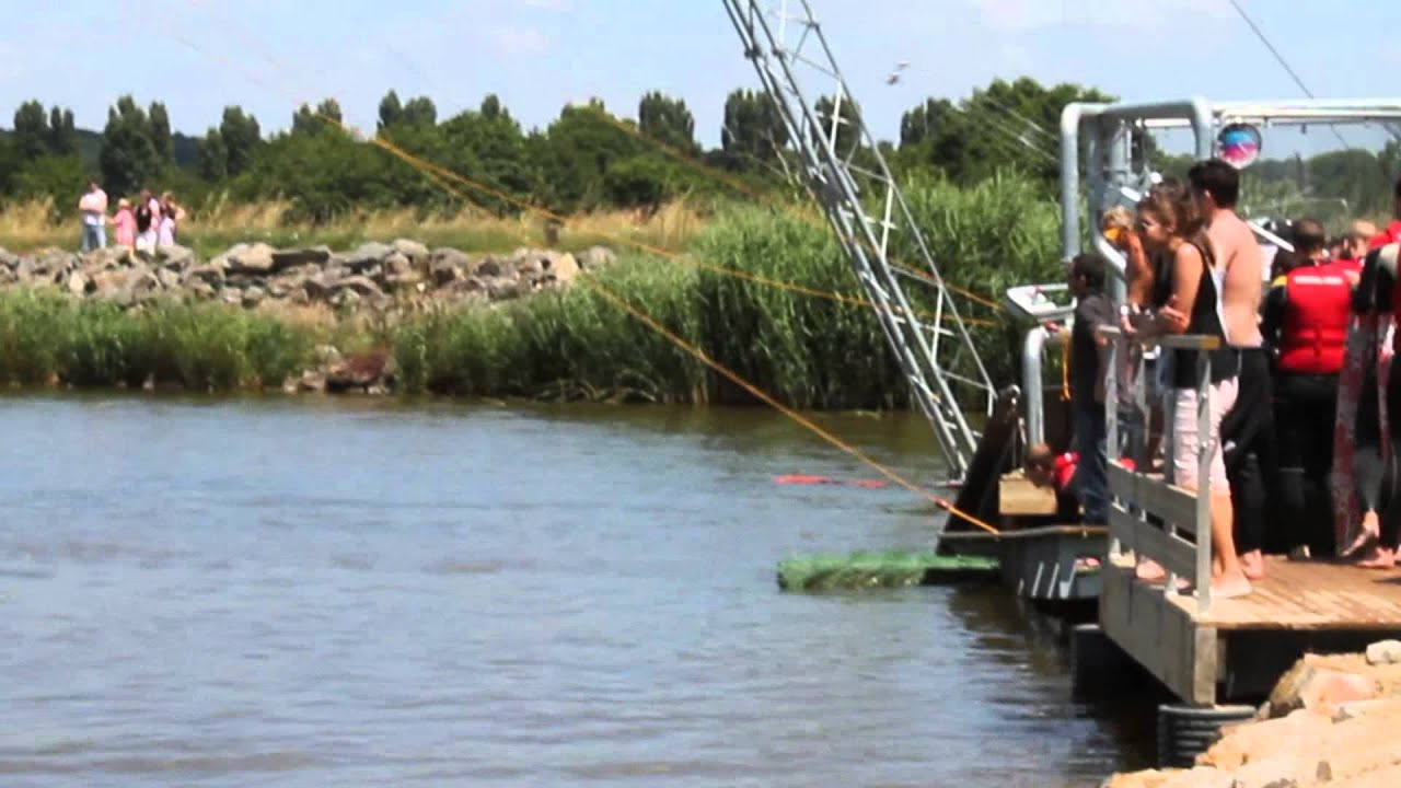 Wake Park (Cable skiing) on wakeboards at La Rincerie, France - YouTube