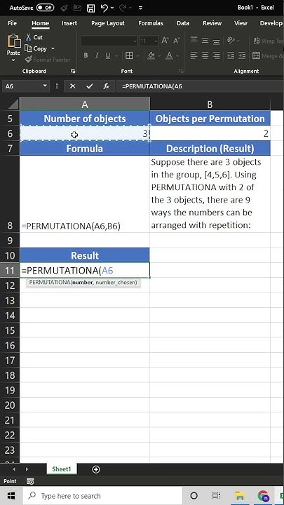 #shorts Permutation Group Microsoft Excel Tutorial - YouTube
