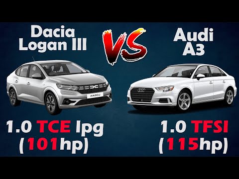 Audi A3 1.0TFSI 115hp VS Dacia Logan 3 1.0Tce LPG 101hp Acceleration Test (3cyl battle) | Auto-Test