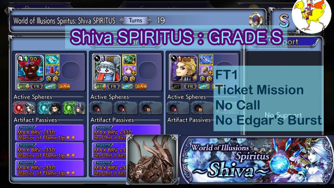 【DFFOO】[GL] Shiva SPIRITUS／FT1／Ticket Mission. No Call. No Edgar’s Burst. - YouTube
