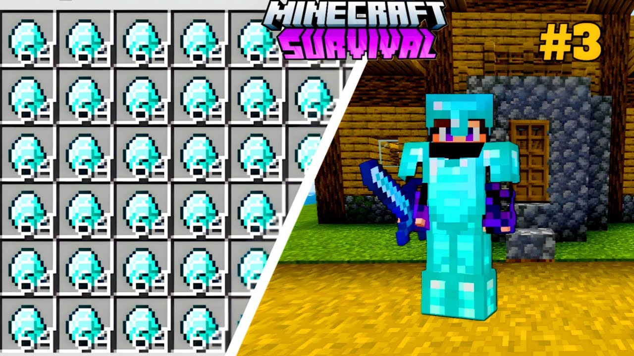 I fully max my diamond armour minecraft survival series #3 - YouTube