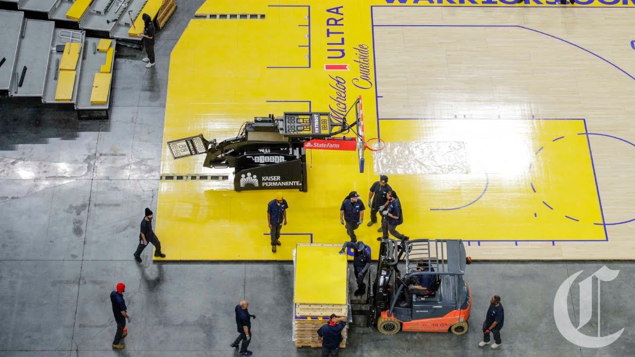 Timelapse: Watch how the Golden State Warriors’ court is assembled ...